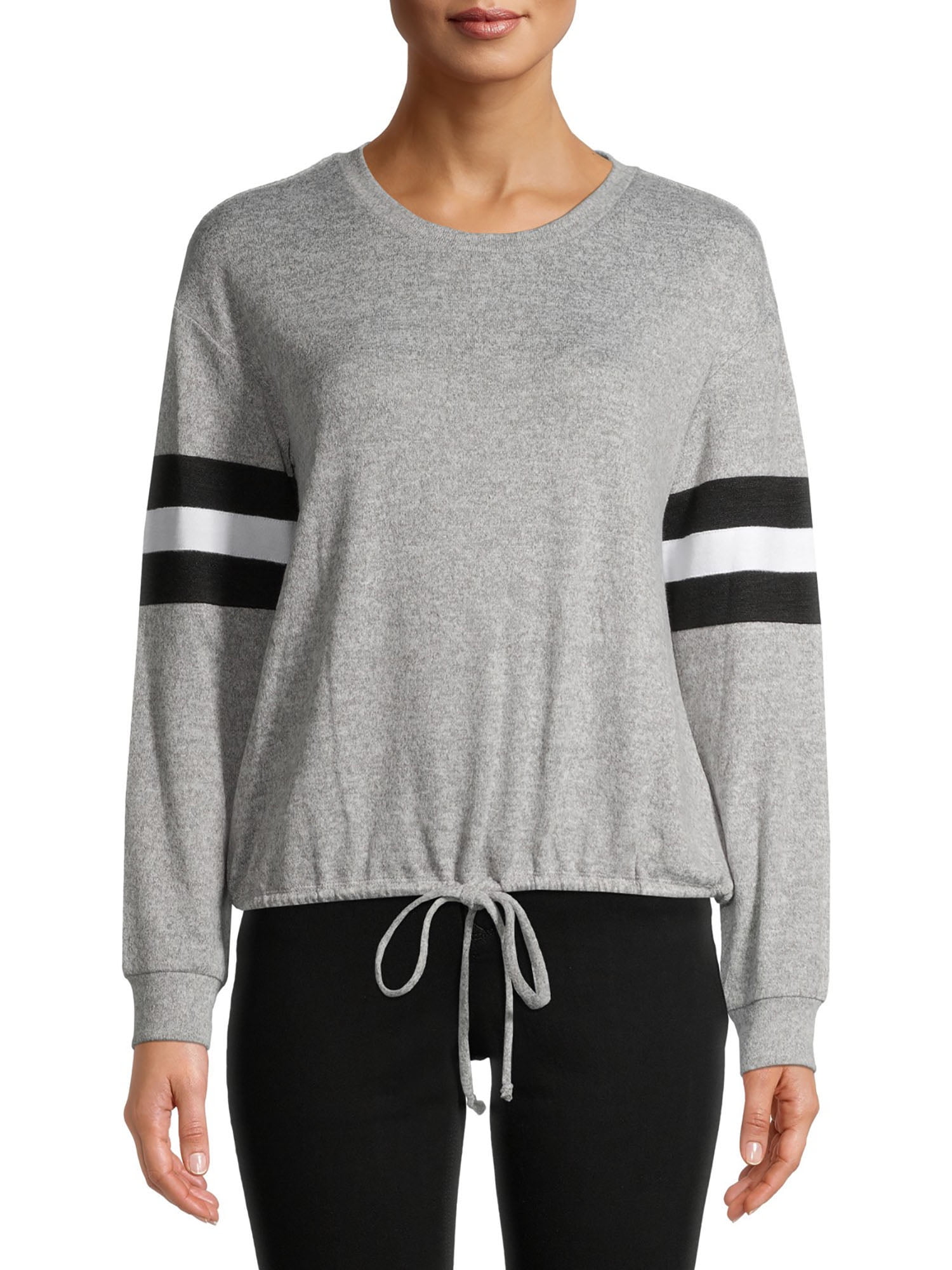 No Boundaries Juniors' Varsity Top with Tie Front - Walmart.com