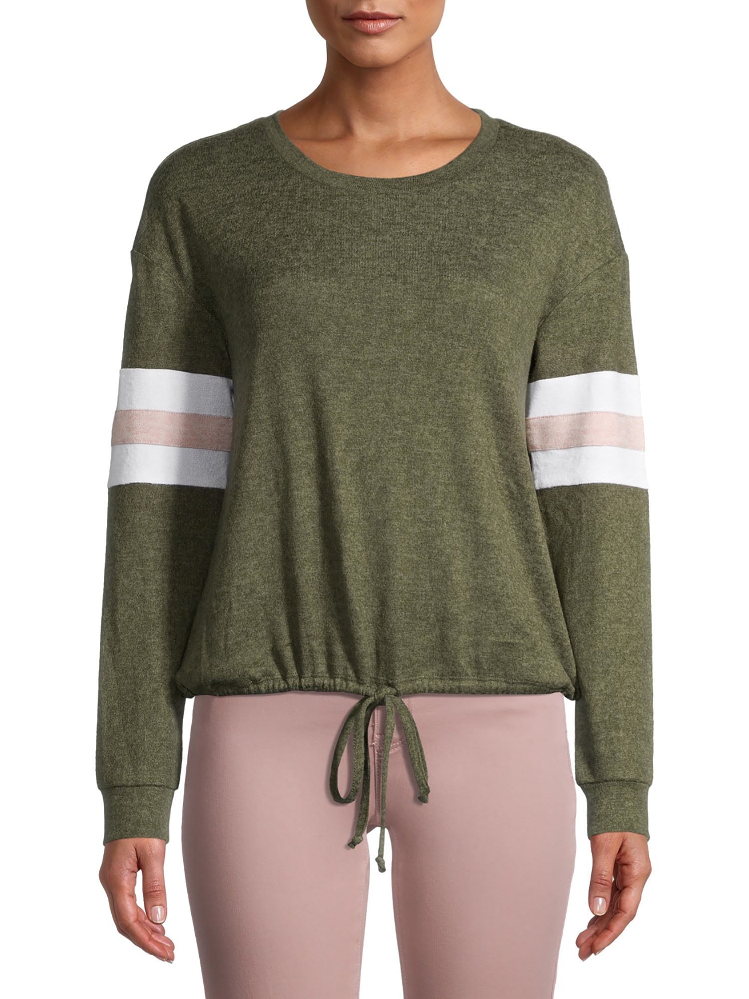 No Boundaries Juniors' Varsity Top with Tie Front - Walmart.com