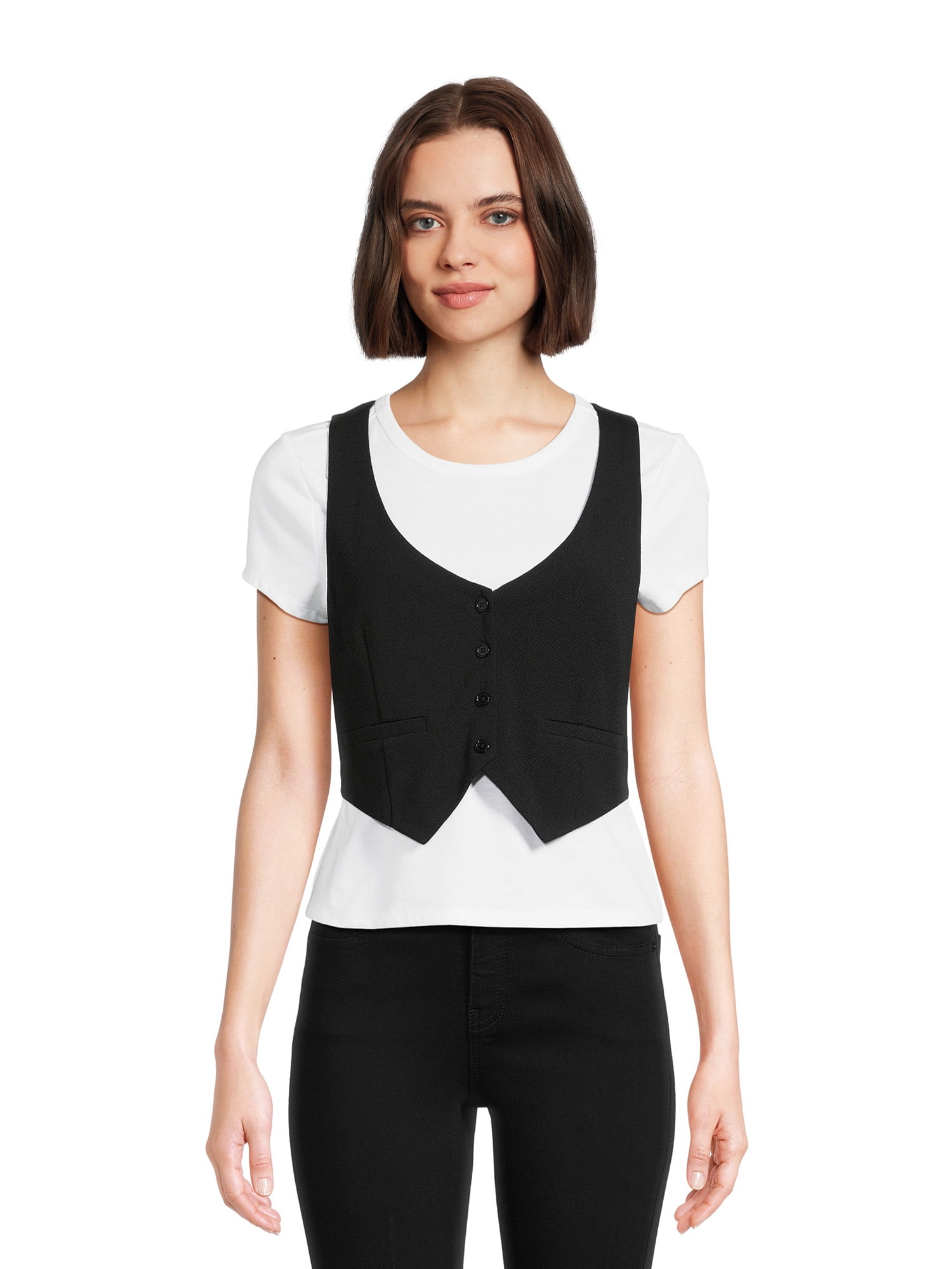 No Boundaries Juniors Vest Twofer - Walmart.com