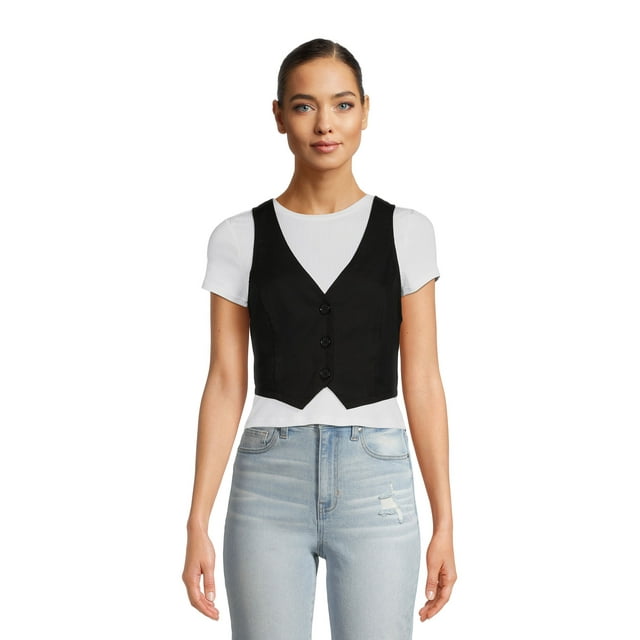 No Boundaries Juniors Vest and Tee, 2-Piece Set - Walmart.com