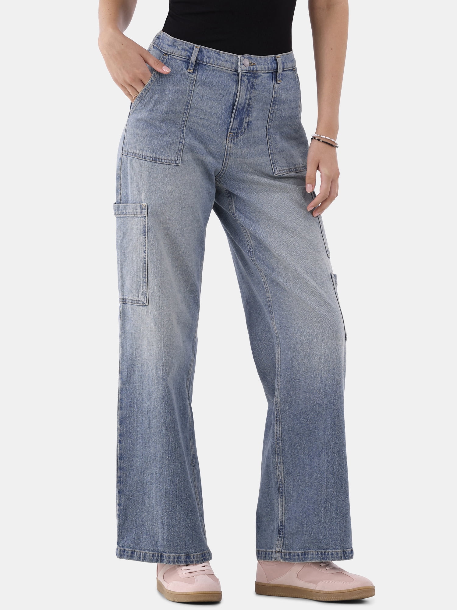 No Boundaries Wide Leg Cargo Pants, Women’s - Walmart.com