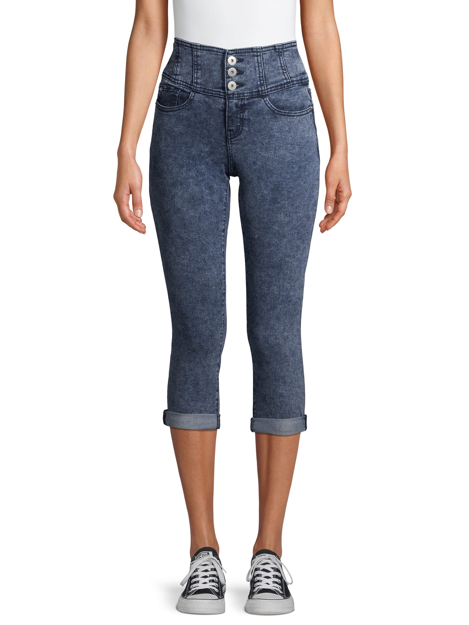 No Boundaries Juniors' Wide Waistband 3 Button Capri No Boundaries Juniors' Wide Waistband 3 Button Capri