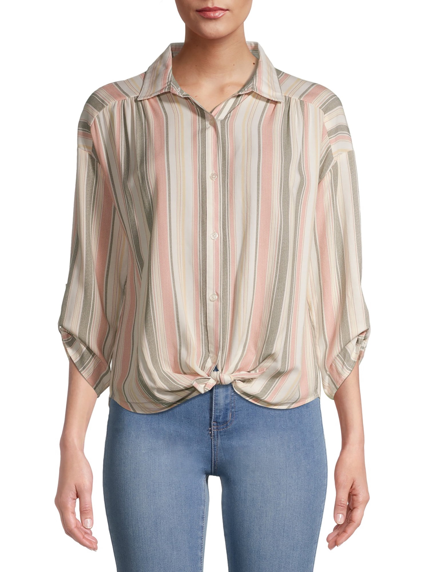 No Boundaries Juniors' Woven Lattice Back Top - Walmart.com