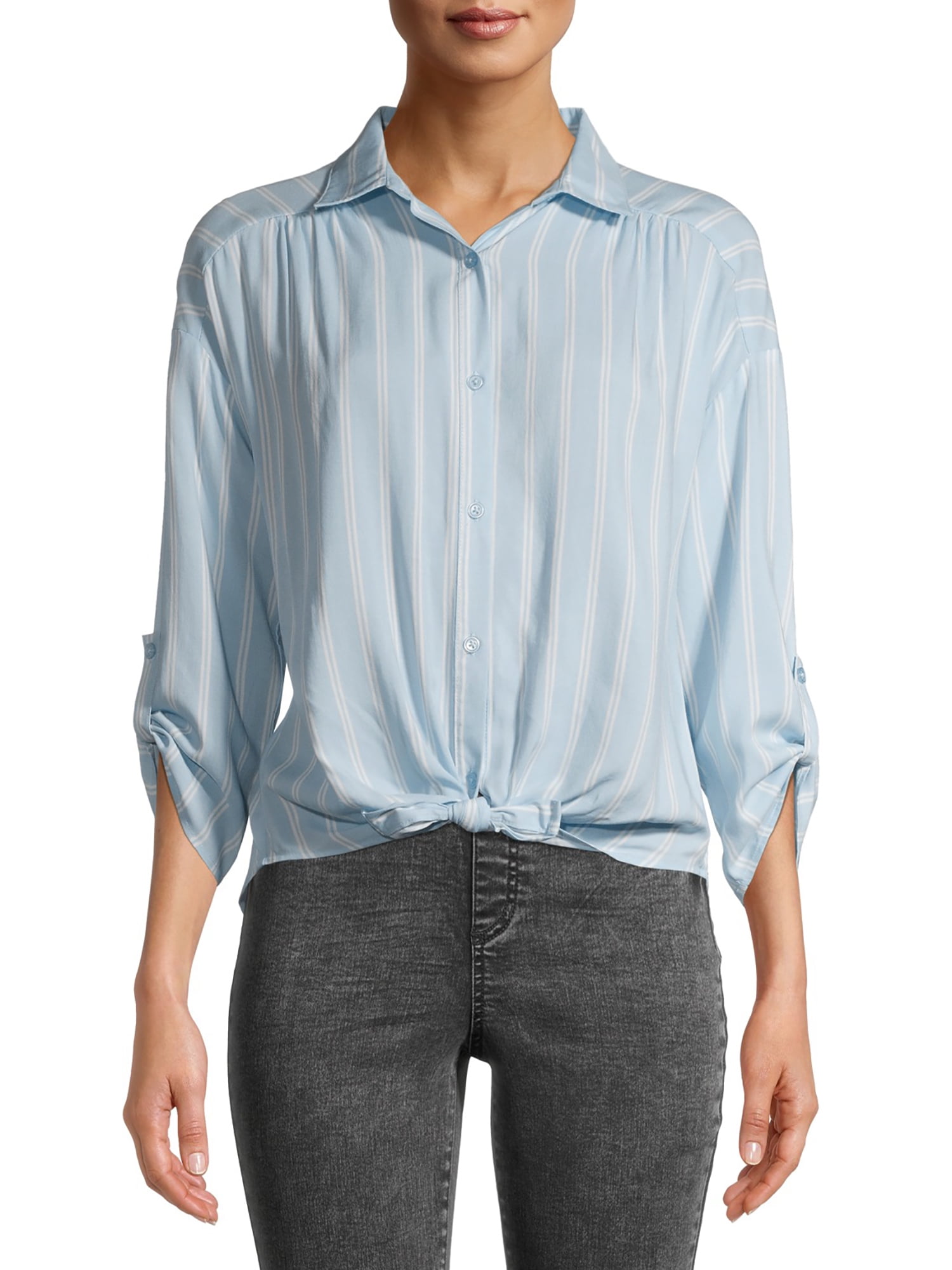 No Boundaries Juniors' Woven Lattice Back Top - Walmart.com