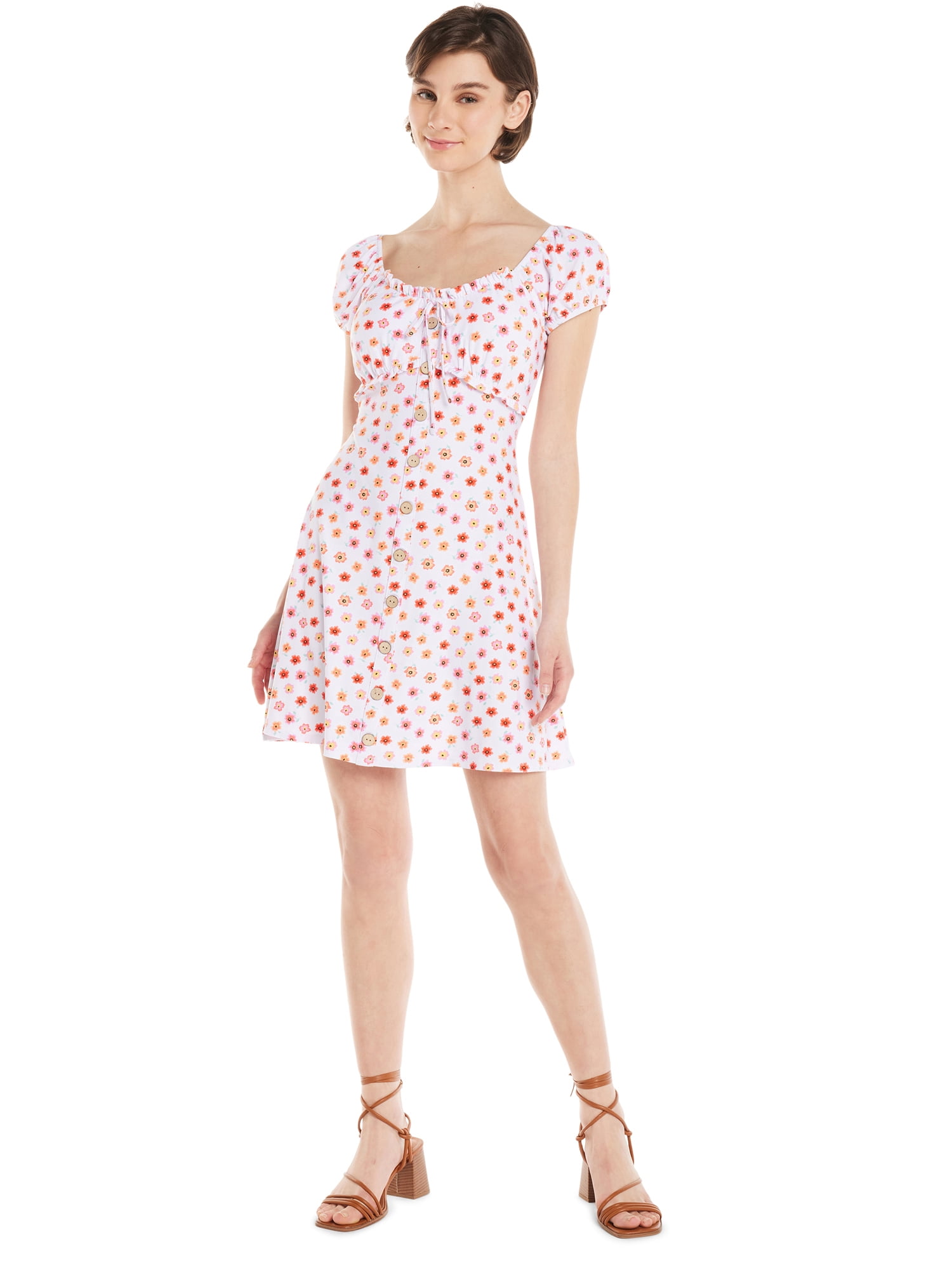 No Boundaries Ruffle Button Down Dress, Women's and Women's Plus ...