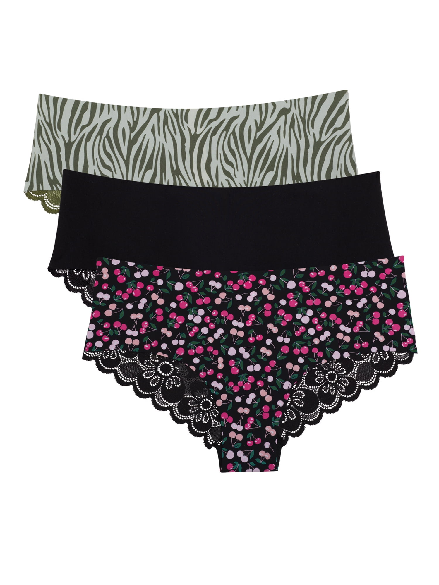 No Boundaries Lace Back Cheeky Panty, 3-Pack - Walmart.com