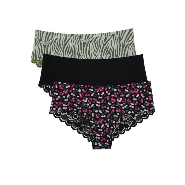 No Boundaries Lace Back Cheeky Panty, 3-Pack - Walmart.com