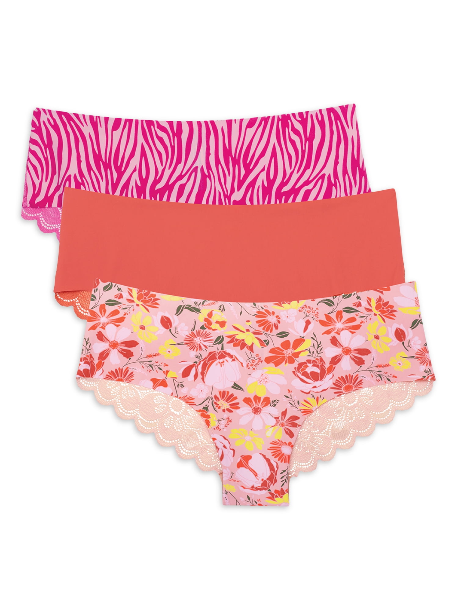 No Boundaries Lace Back Cheeky Panty, 3-Pack - Walmart.com