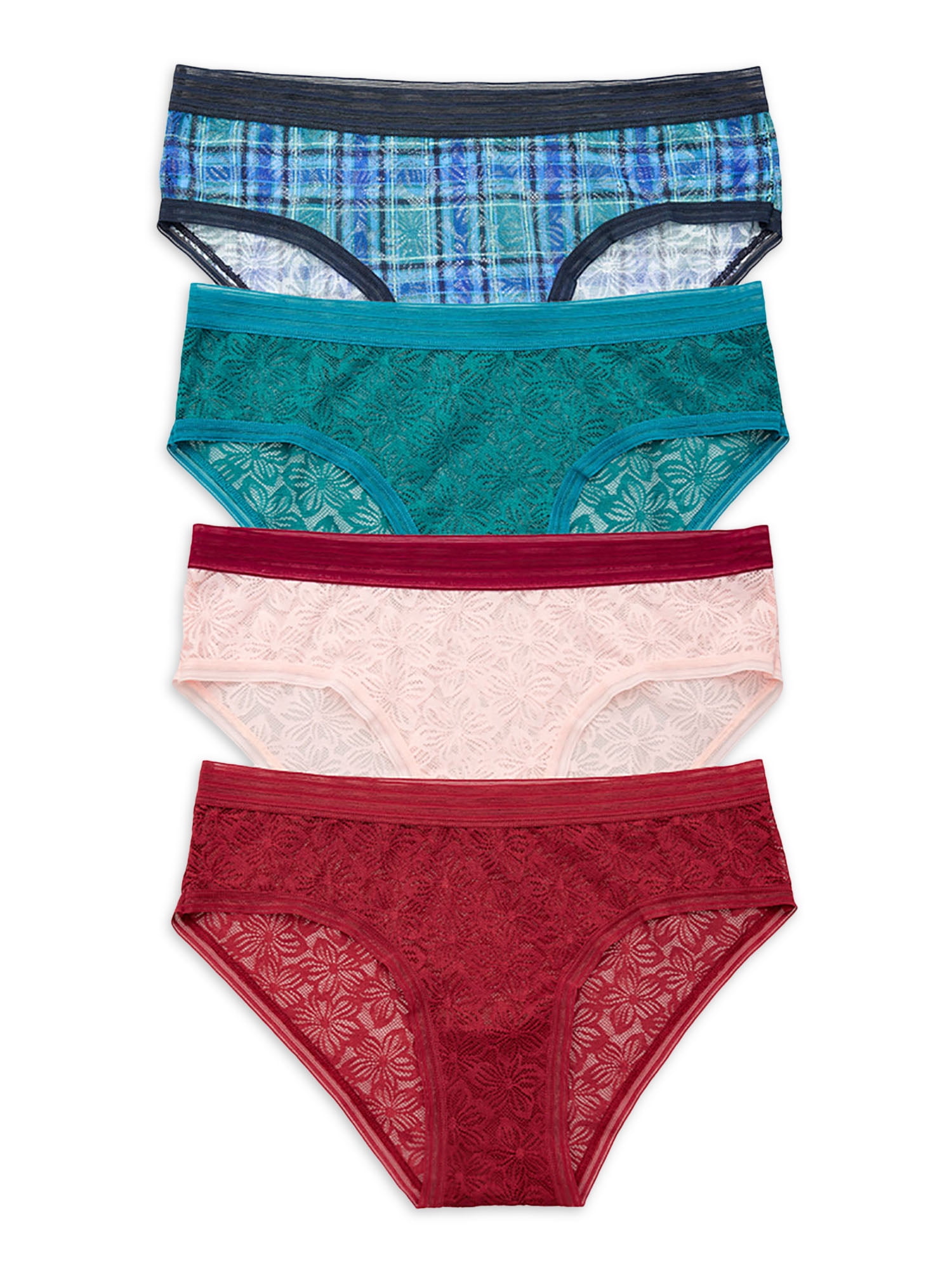 No Boundaries Lace Cheeky Panties, 4-Pack - Walmart.com