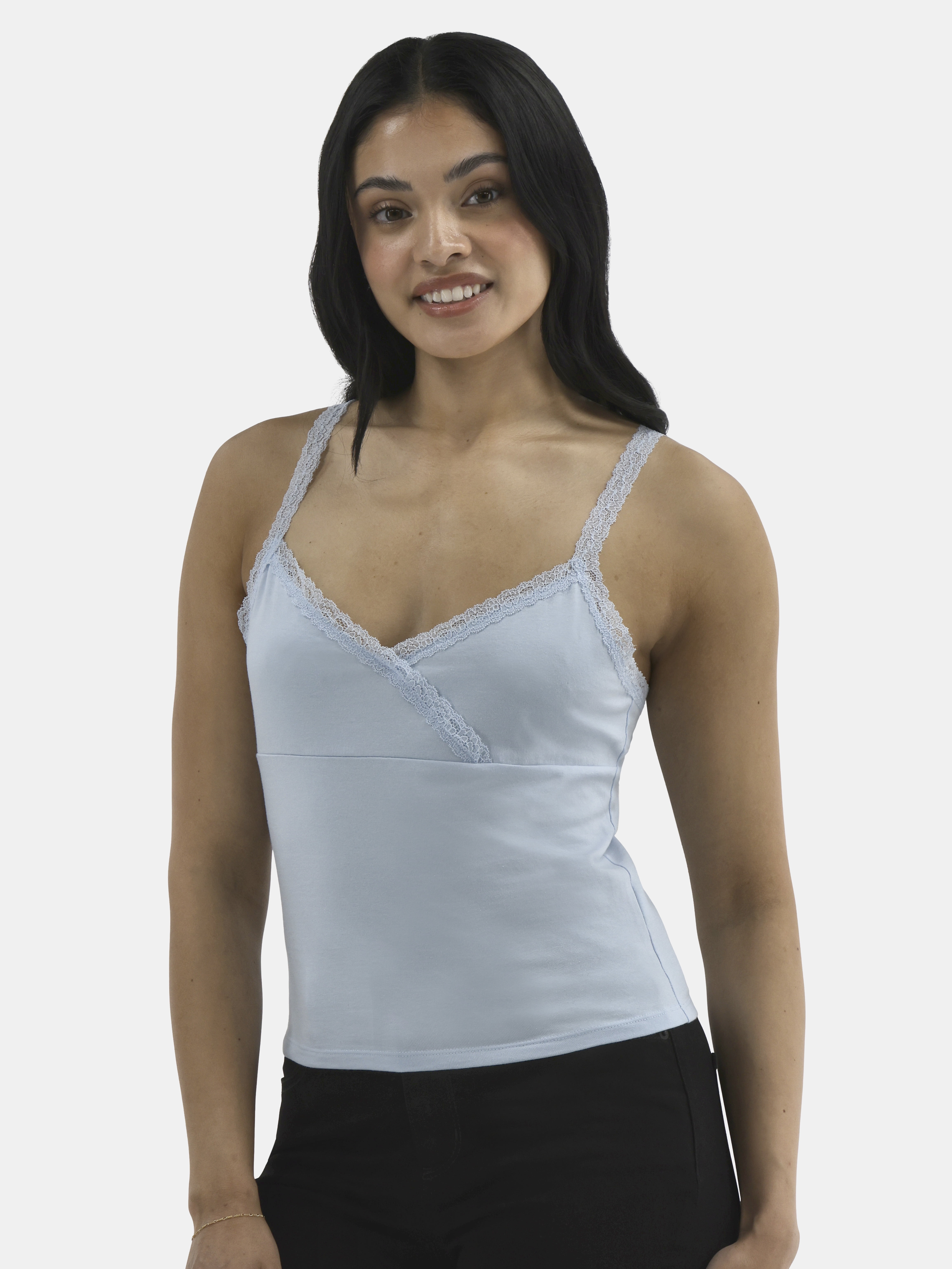 No Boundaries Lace Trim Cami Top, Women's - Walmart.com