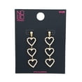 No Boundaries Ladies Adult Heart Drop Earring, Gold with Crystal ...