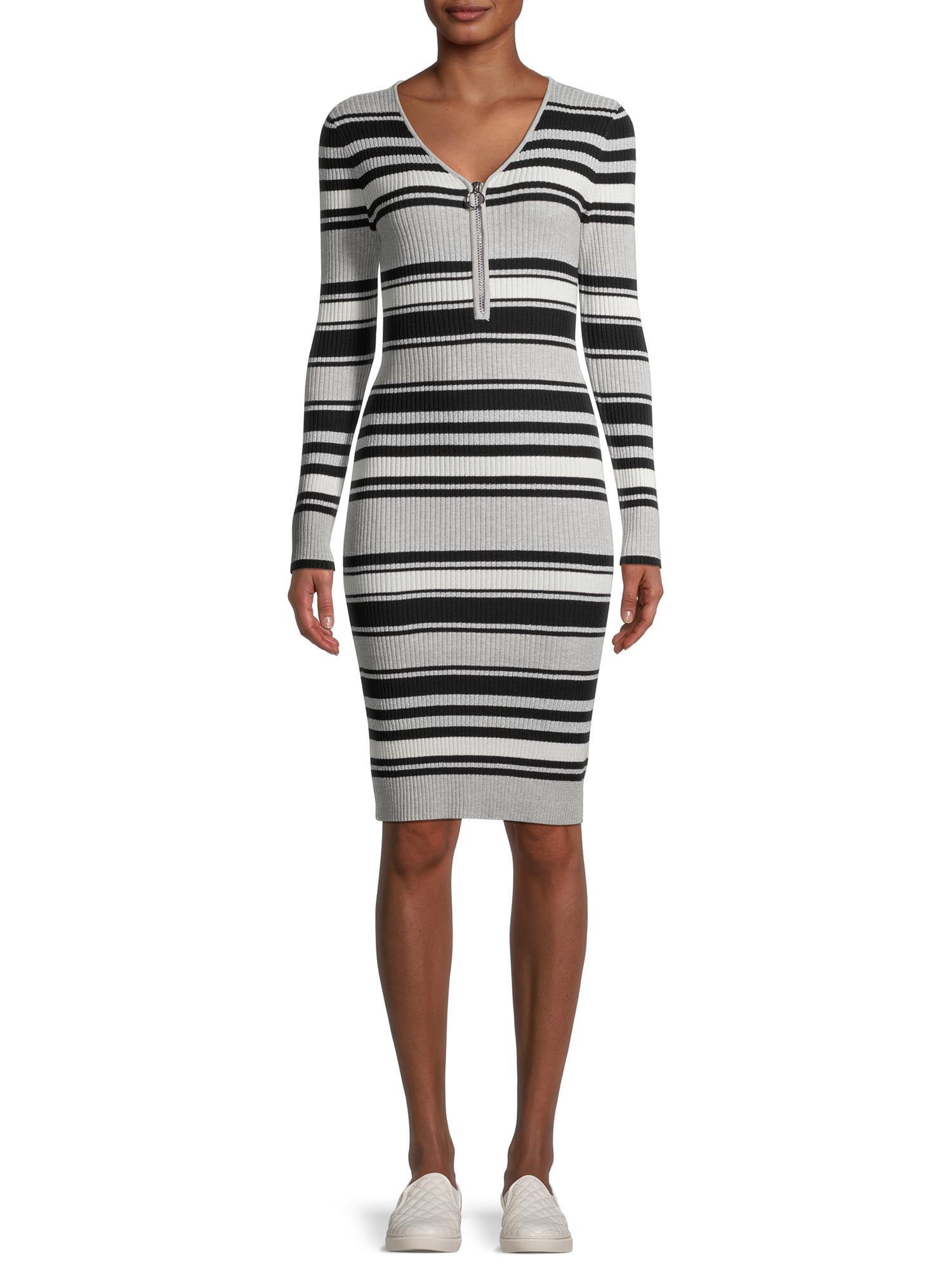 No Boundaries Long Sleeve Metallic Strip Dress - Walmart.com