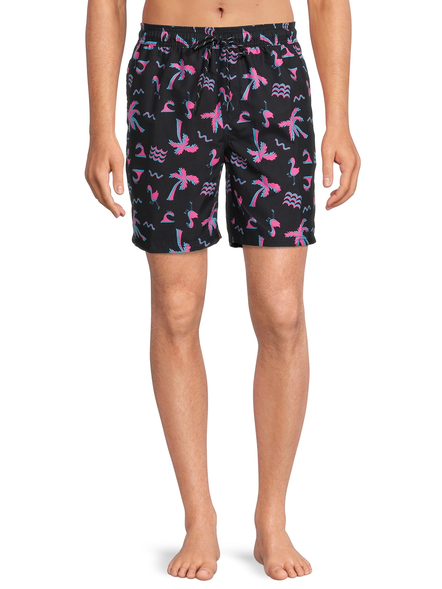 No Boundaries Men's & Big Men's 7" Printed Swim Trunks - Walmart.com