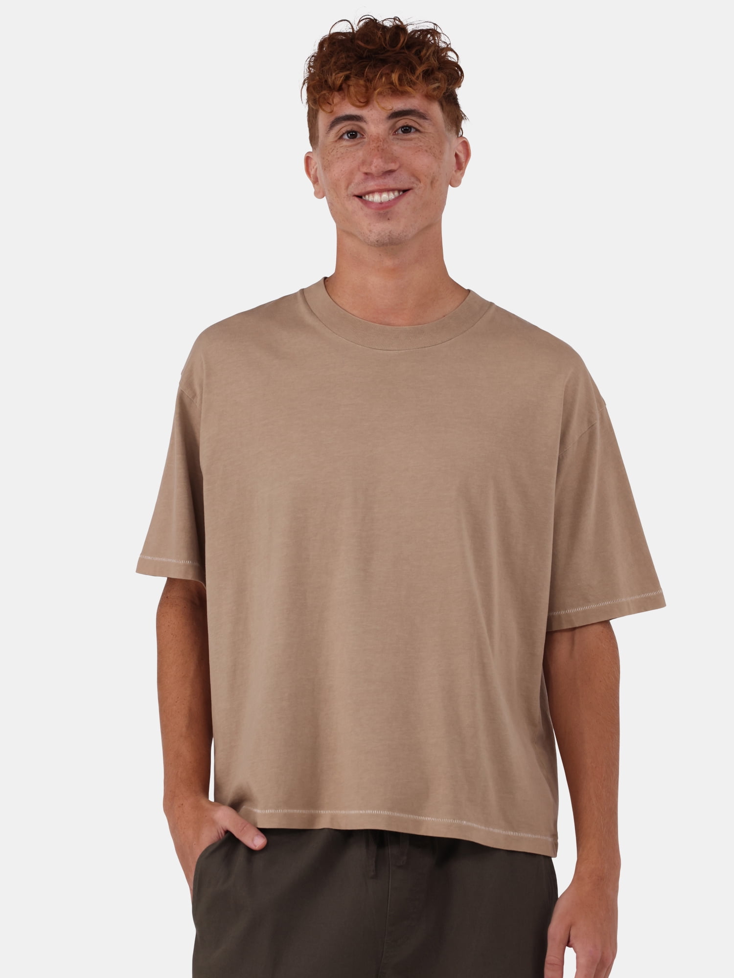 No Boundaries Boxy Cropped Tee, Men's and Big Men's - Walmart.com