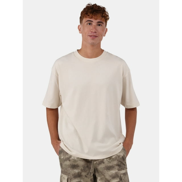 No Boundaries Boxy Cropped Tee, Men's and Big Men's - Walmart.com