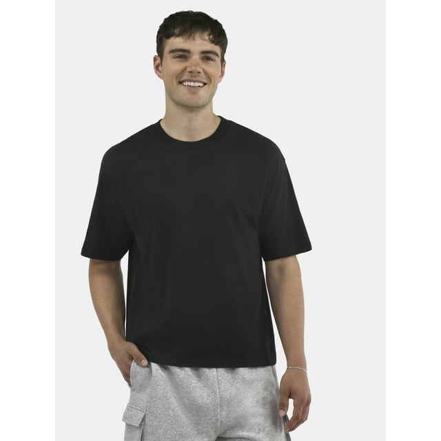 No Boundaries Boxy Cropped Tee, Men's and Big Men's - Walmart.com