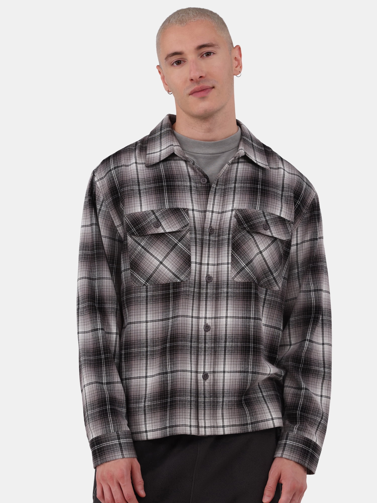 No Boundaries Men's & Big Men's Boxy Fit Flannel Shirt, Sizes XS-3XL ...