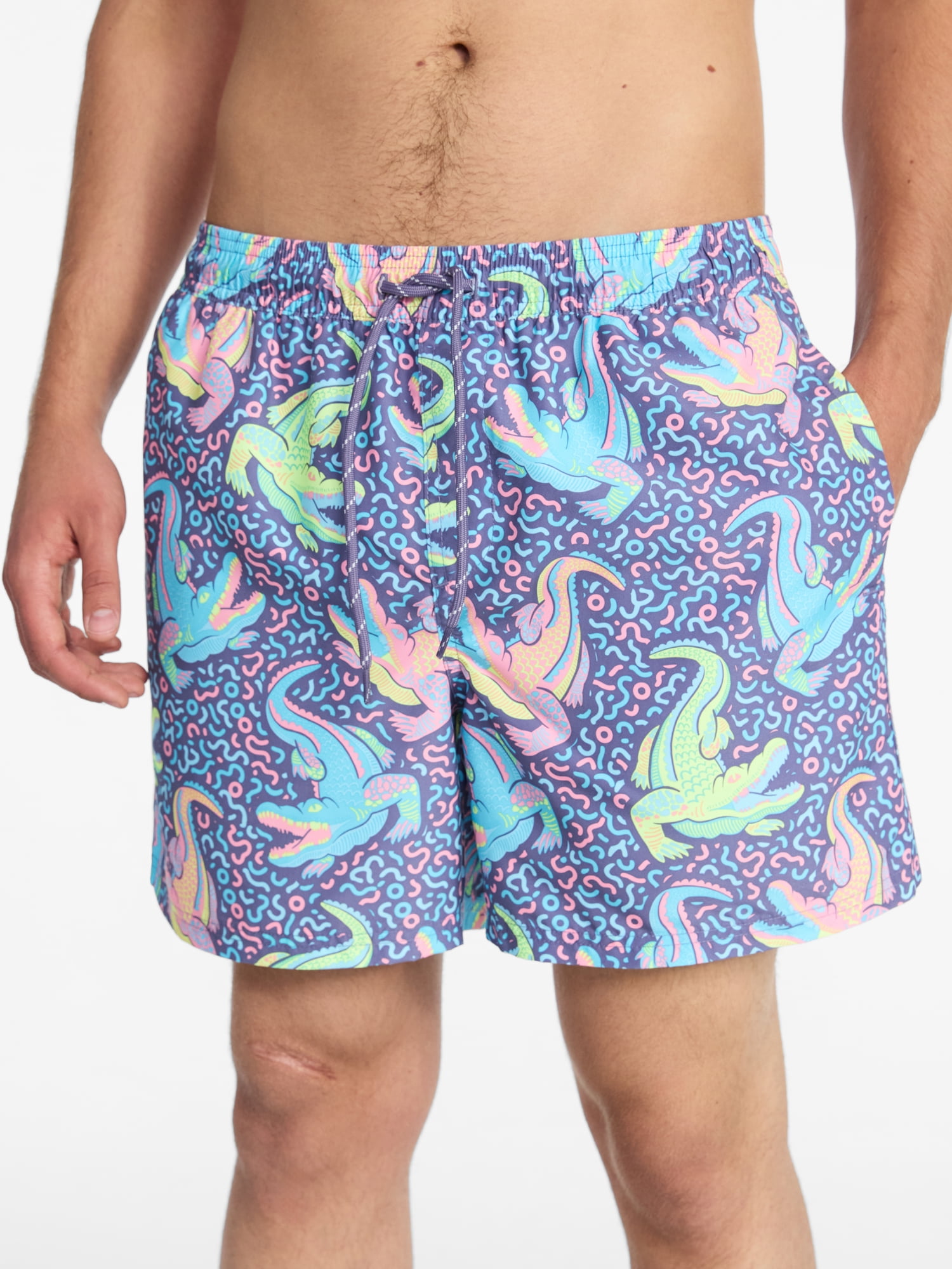 No Boundaries Elastic Swim Trunks, 5" Inseam, Men's and Big Men's ...