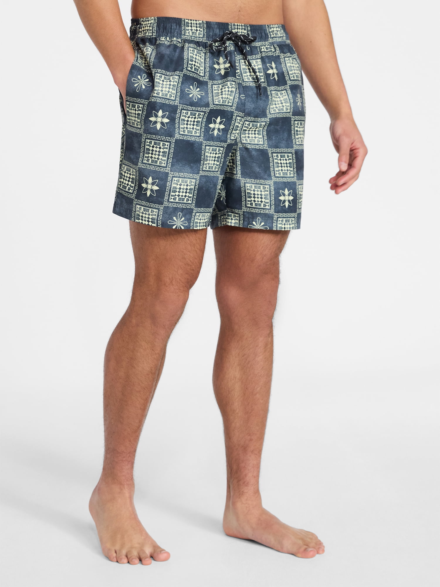 No Boundaries Men's & Big Men's Elastic Swim Trunks, 5" Inseam, Size S ...