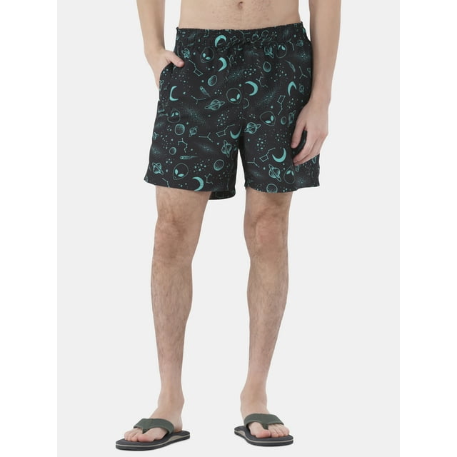 No Boundaries Men's & Big Men's Elastic Waist Swim Trunks, 6" Inseam ...