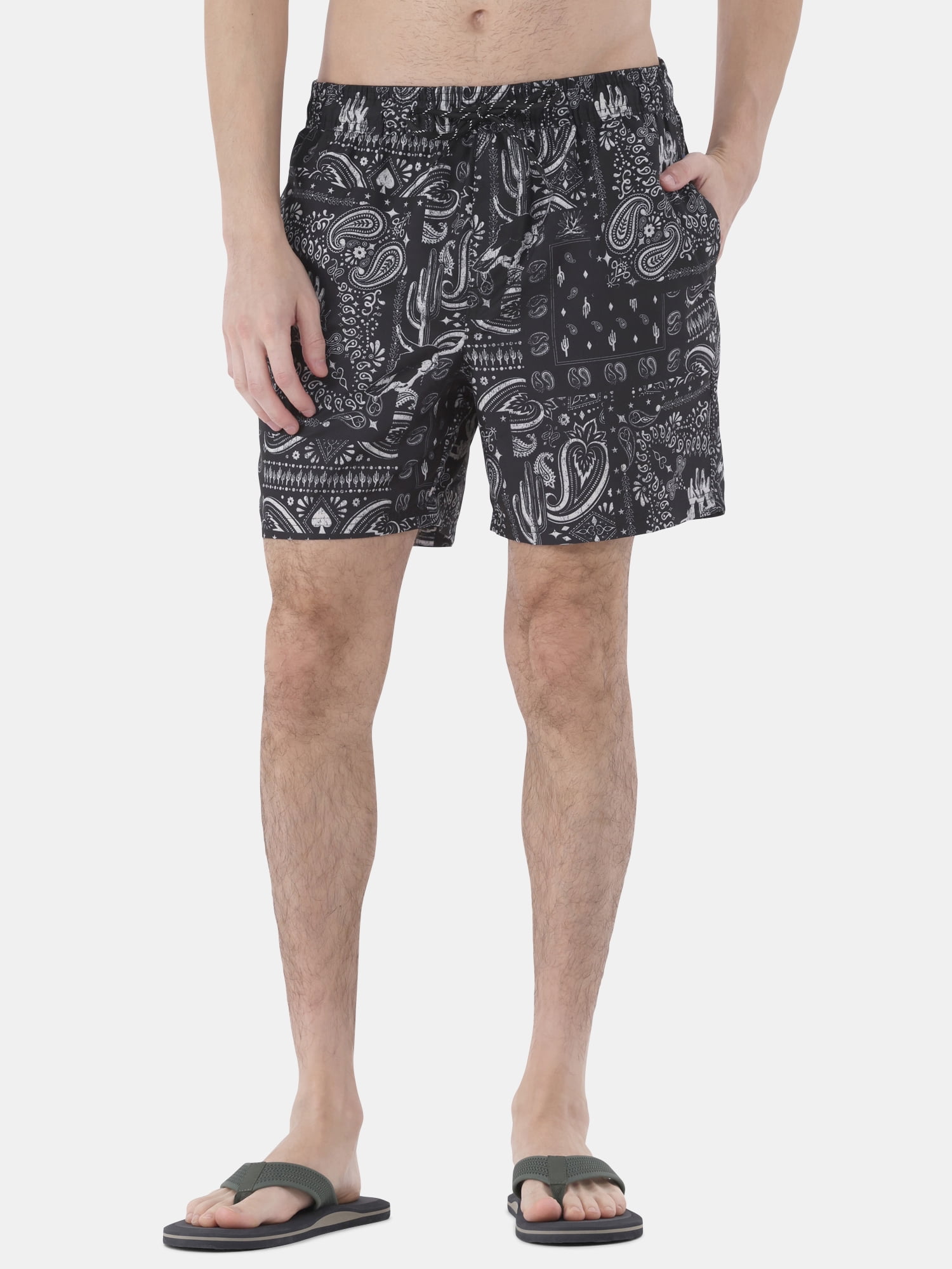No Boundaries Men's & Big Men's Elastic Waist Swim Trunks, 6" Inseam ...