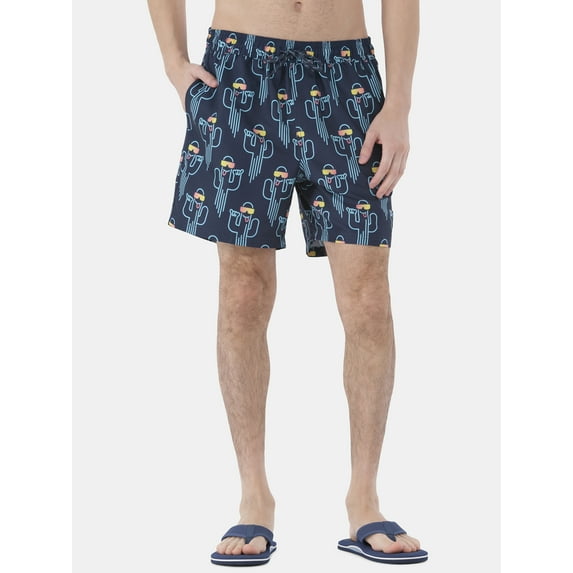 No Boundaries Men's & Big Men's Elastic Waist Swim Trunks, 6" Inseam ...