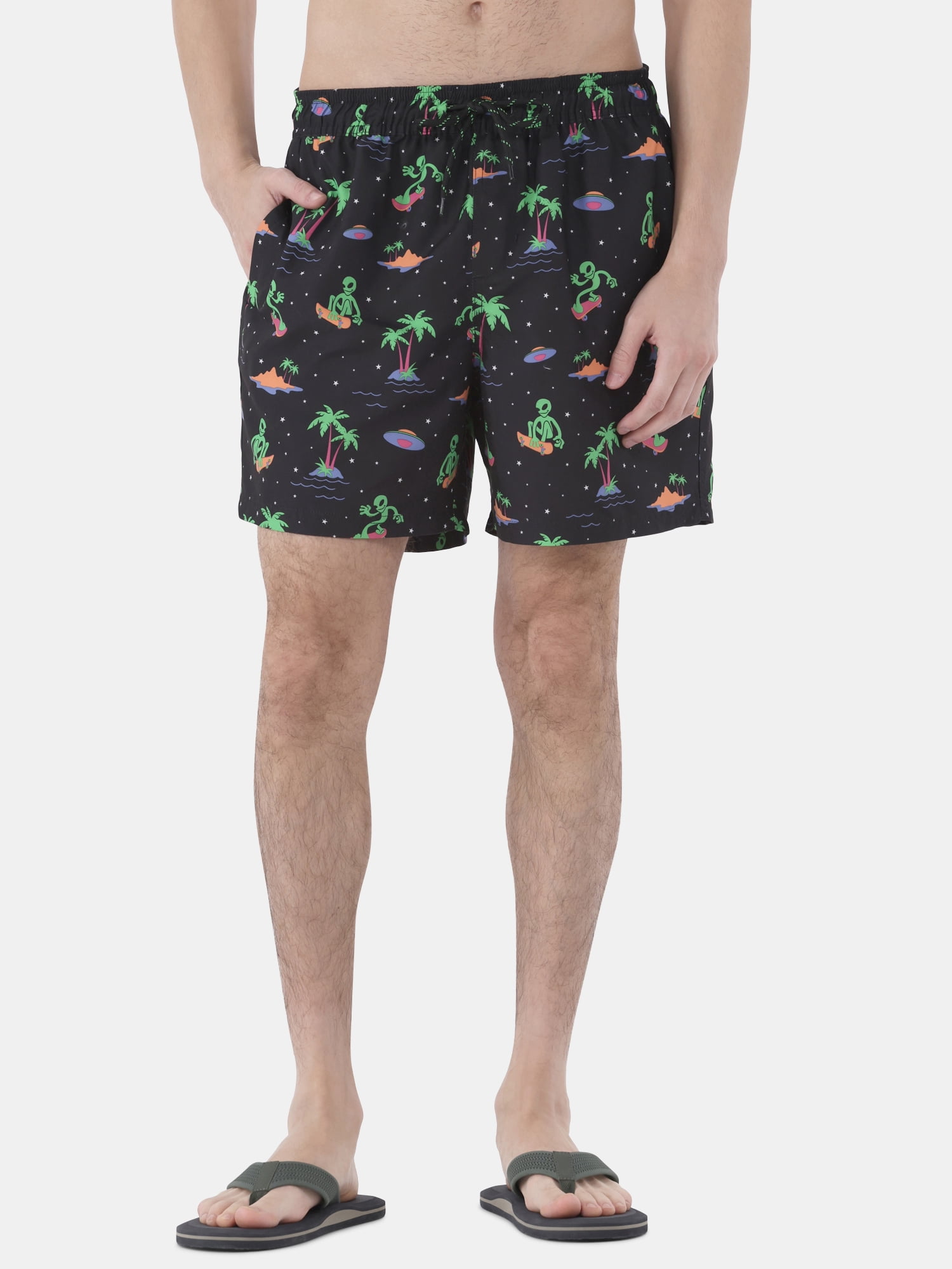 No Boundaries Men's & Big Men's Elastic Waist Swim Trunks, 6" Inseam ...