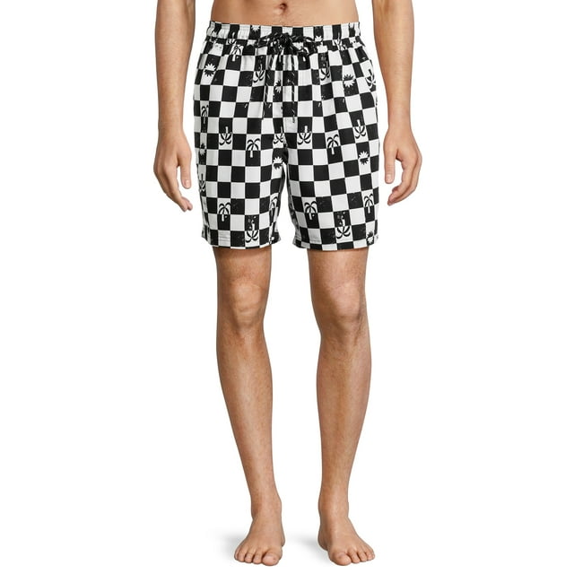 No Boundaries Men's & Big Men's Elastic Waist Swim Trunks, 7" Inseam ...