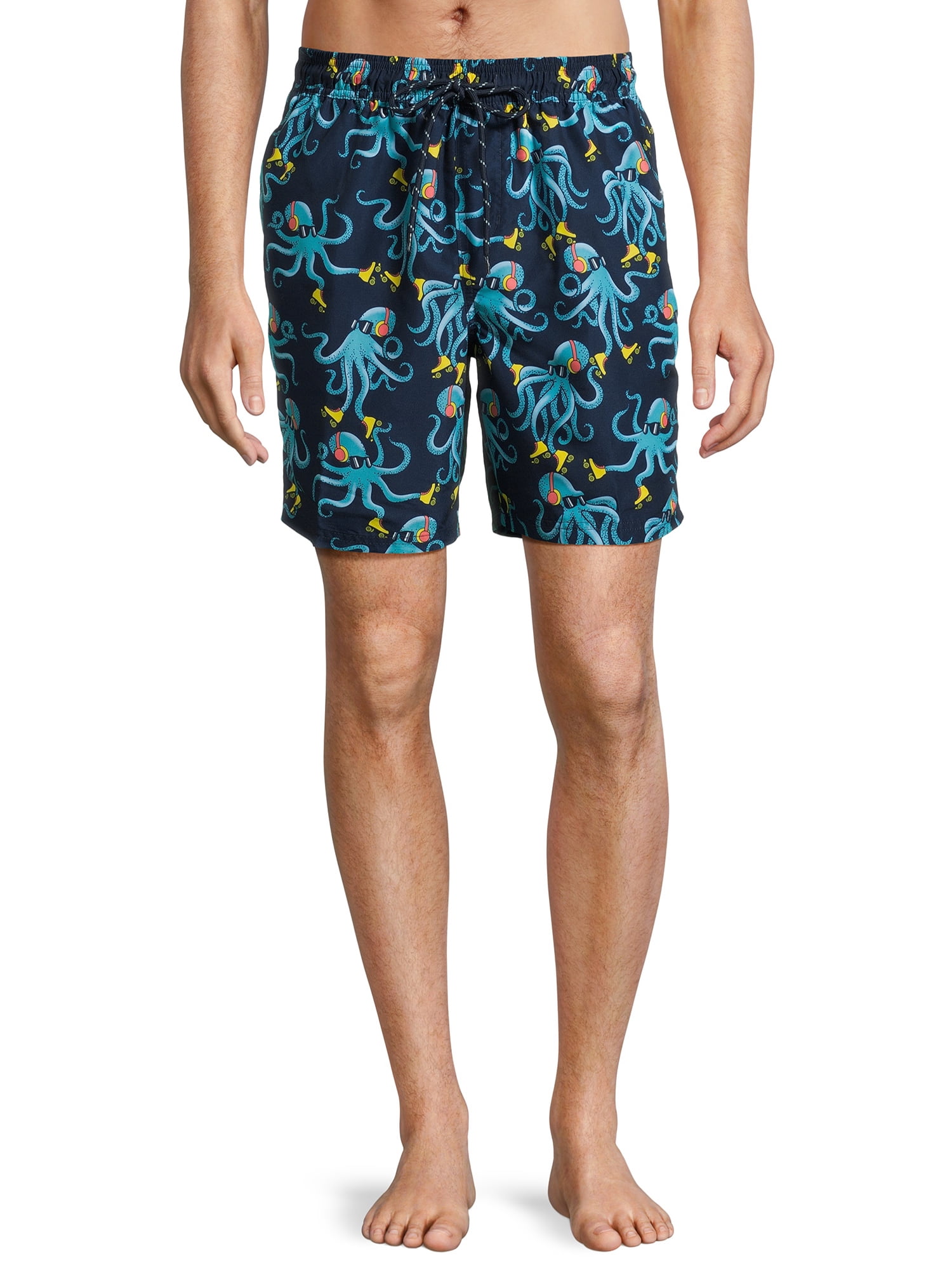 No Boundaries Men's Elastic Waist Swim Trunks, 7 Inseam, Sizes S-5XL ...