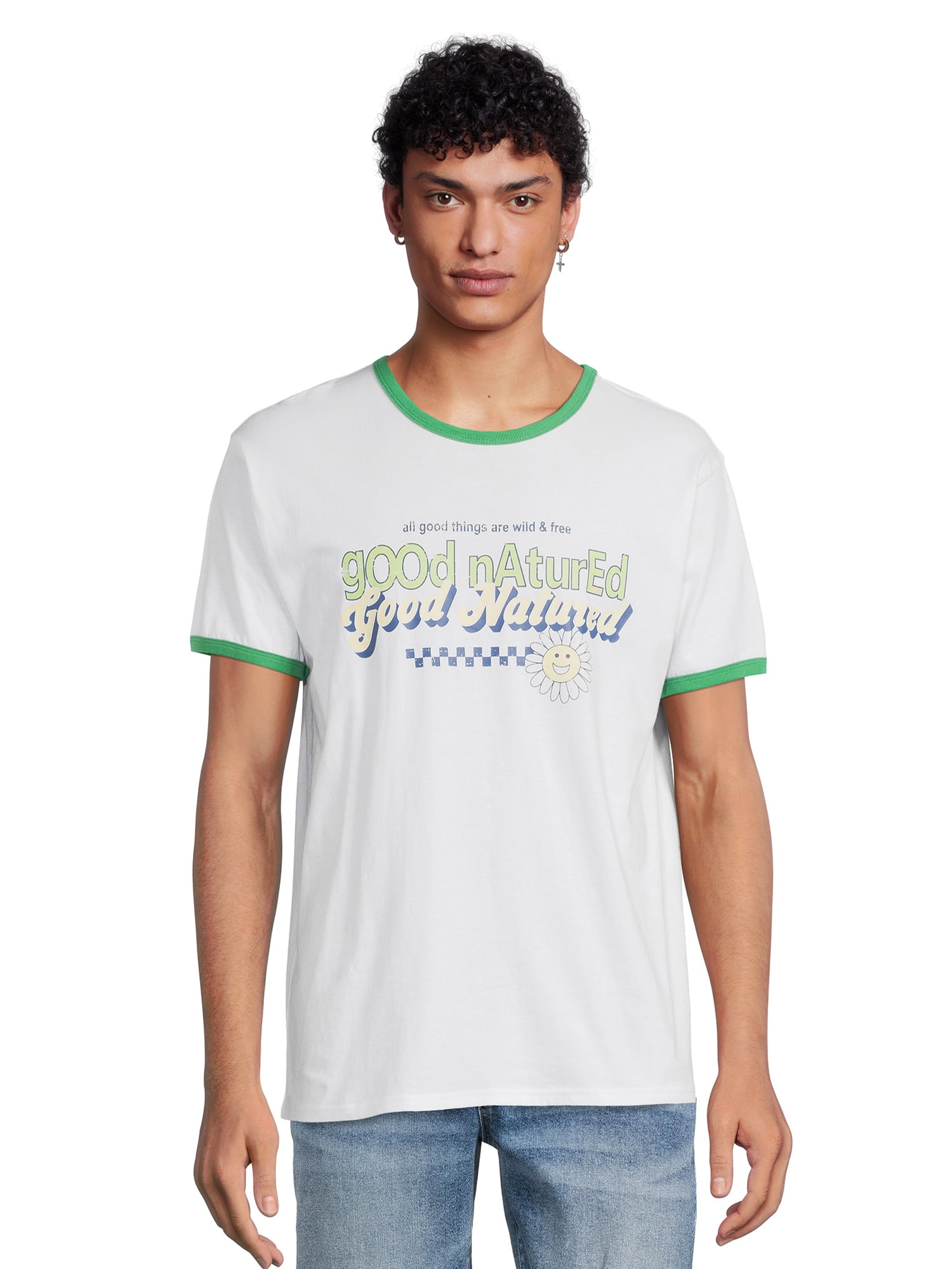 No Boundaries All Gender Graphic Ringer Tee Shirt, Mens Sizes XS-5XL ...