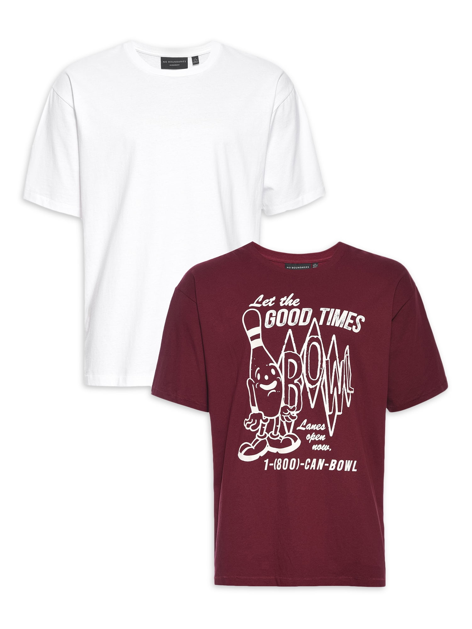 No Boundaries Men's & Big Men's Graphic & Solid Tee Shirts, 2-Pack ...