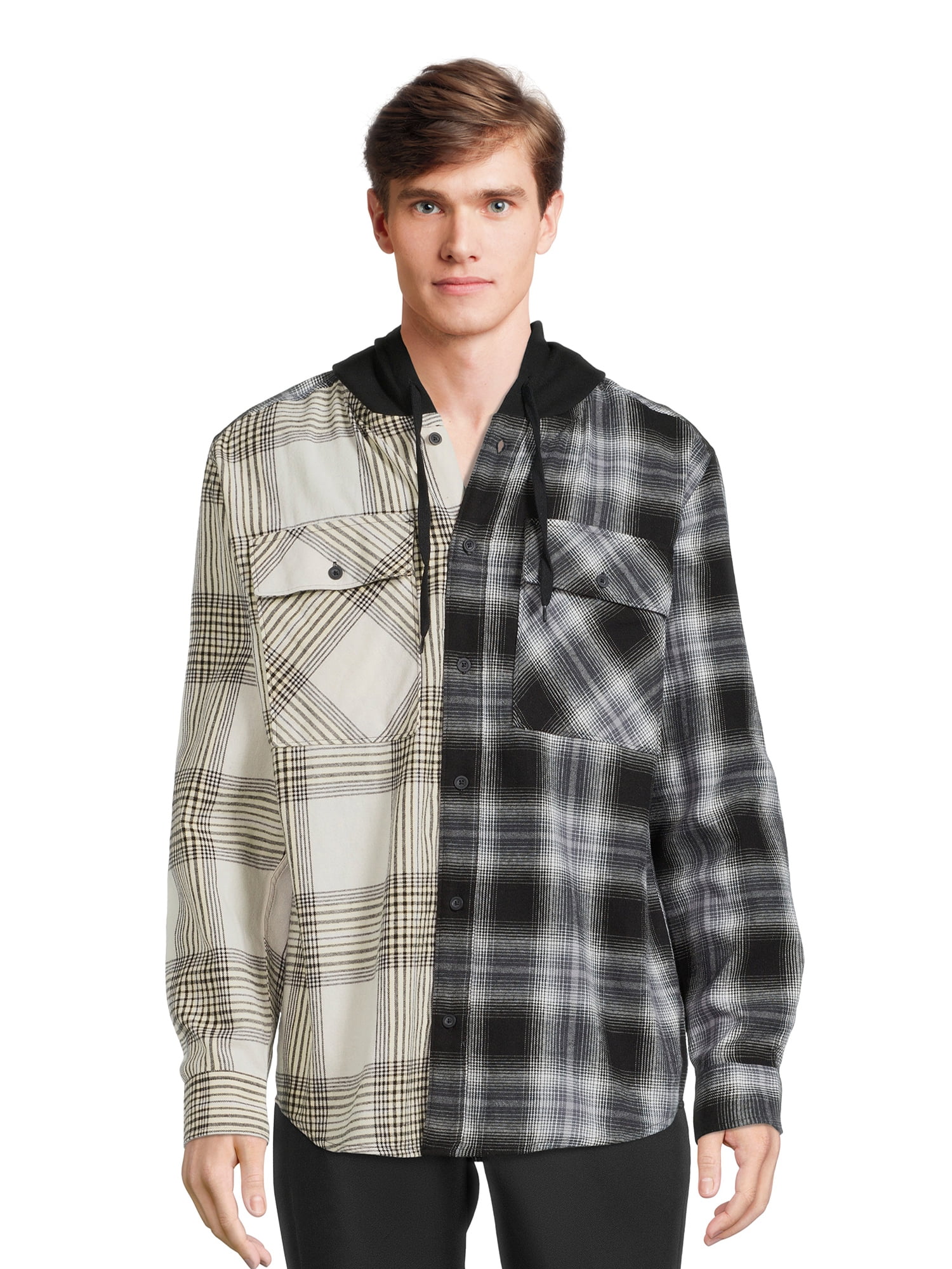 Find Your Perfect No Boundaries Men's & Big Men's Plaid Hooded Flannel ...