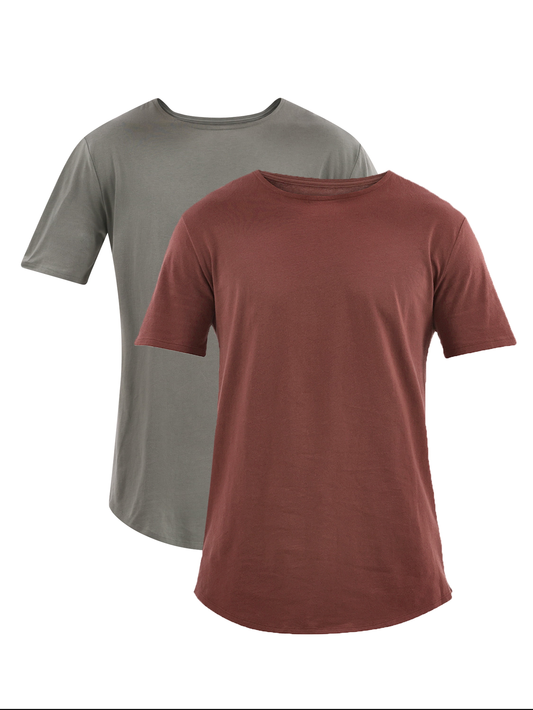 No Boundaries Men's & Big Men's Longline Curved Hem Elongated Tee Shirt ...