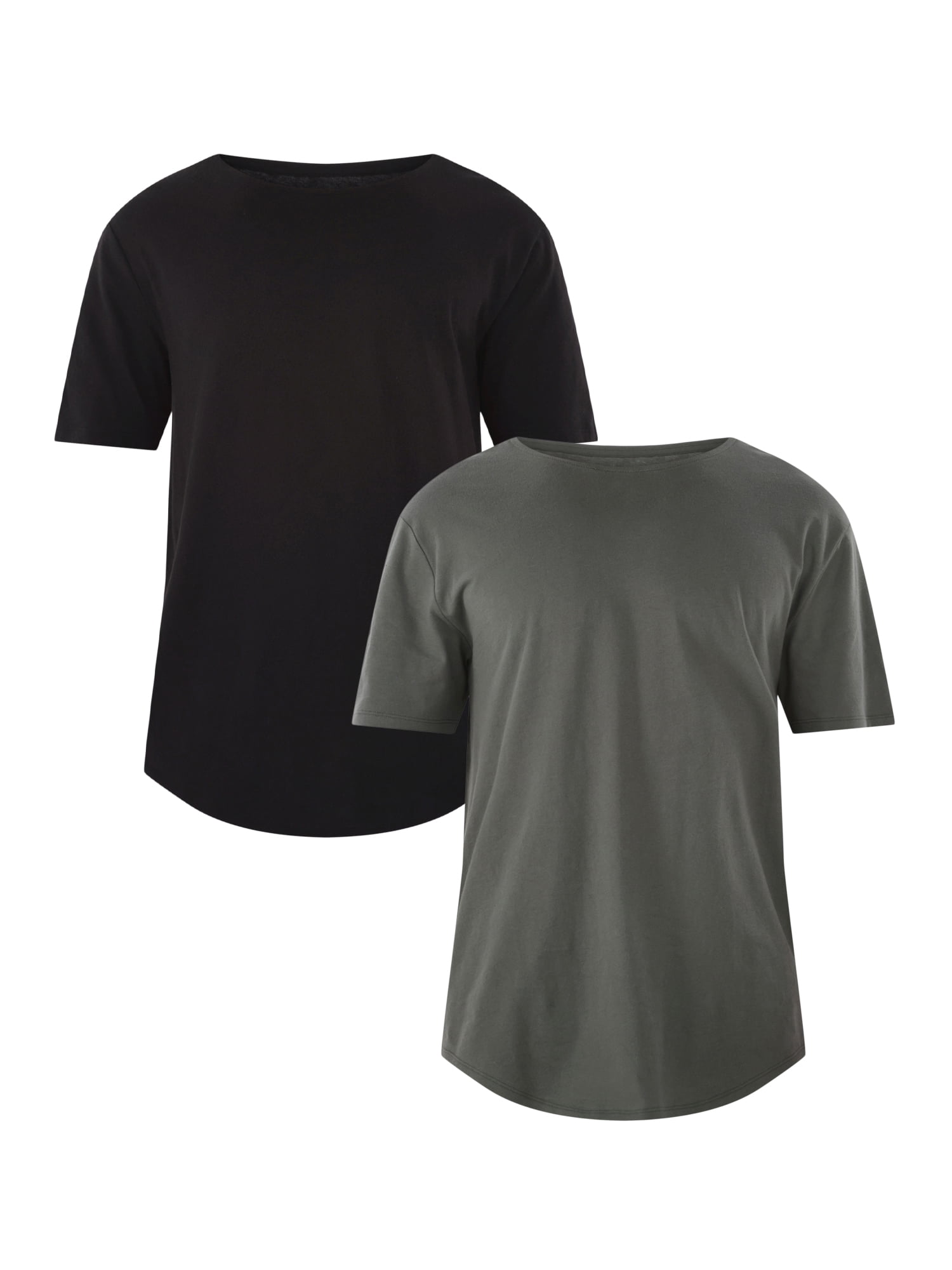 No Boundaries Men's & Big Men's Longline Curved Hem Elongated Tee Shirt ...