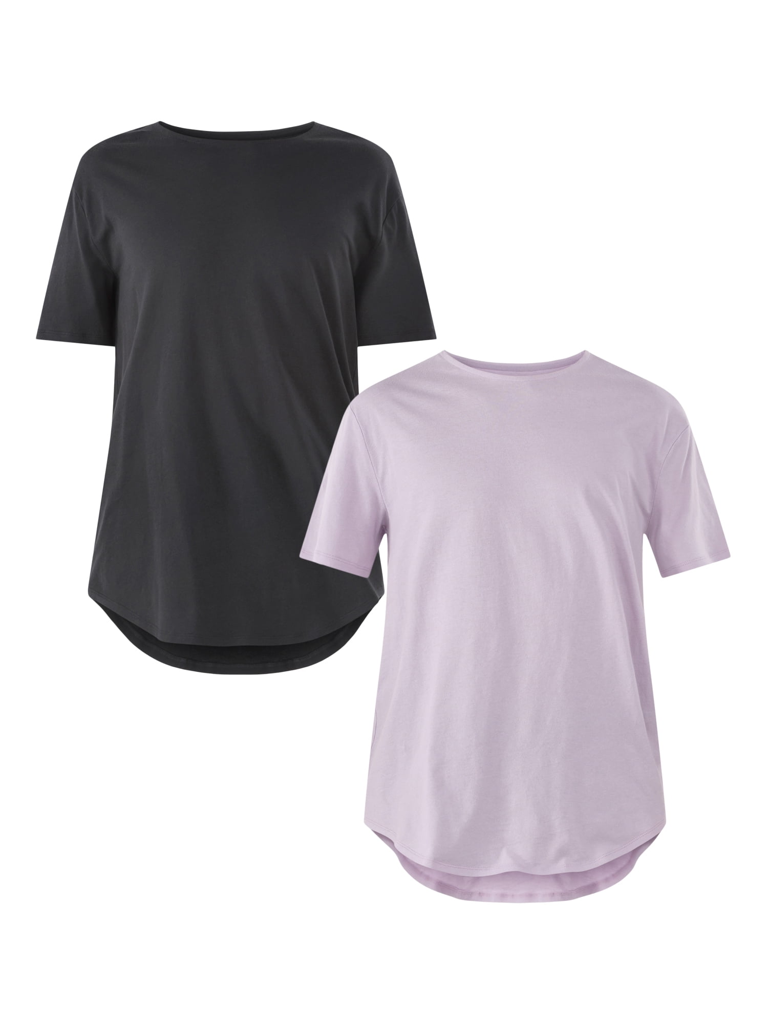 No Boundaries Men's & Big Men's Longline Curved Hem Elongated Tee Shirt ...