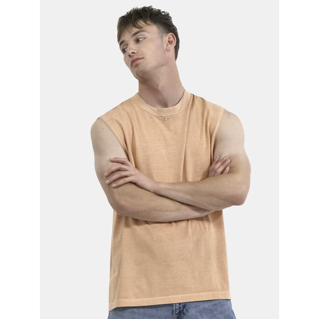 No Boundaries Men's & Big Men's Oversized Sleeveless Cotton Muscle Tee ...