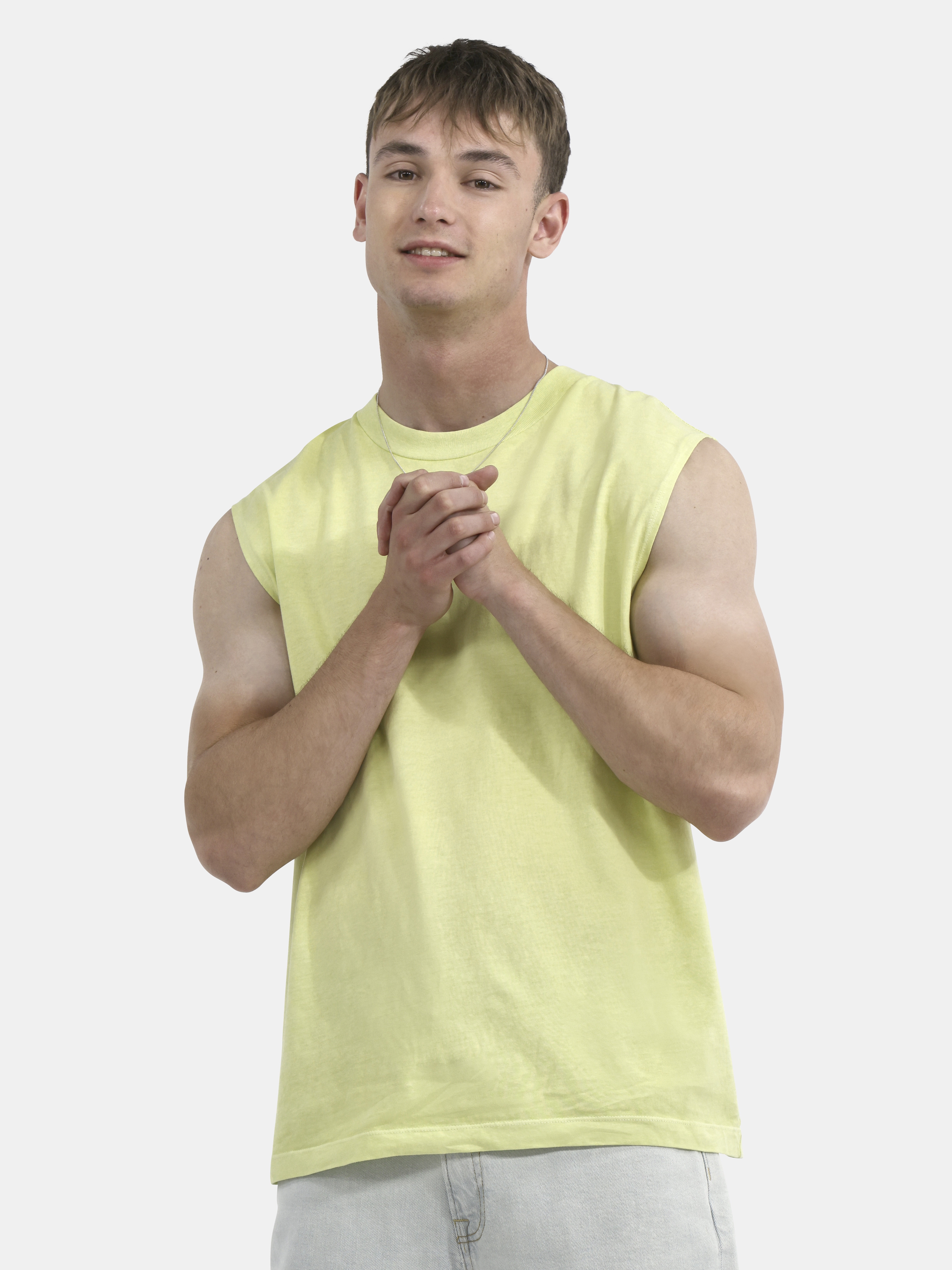 No Boundaries Men's & Big Men's Oversized Sleeveless Cotton Muscle Tee ...