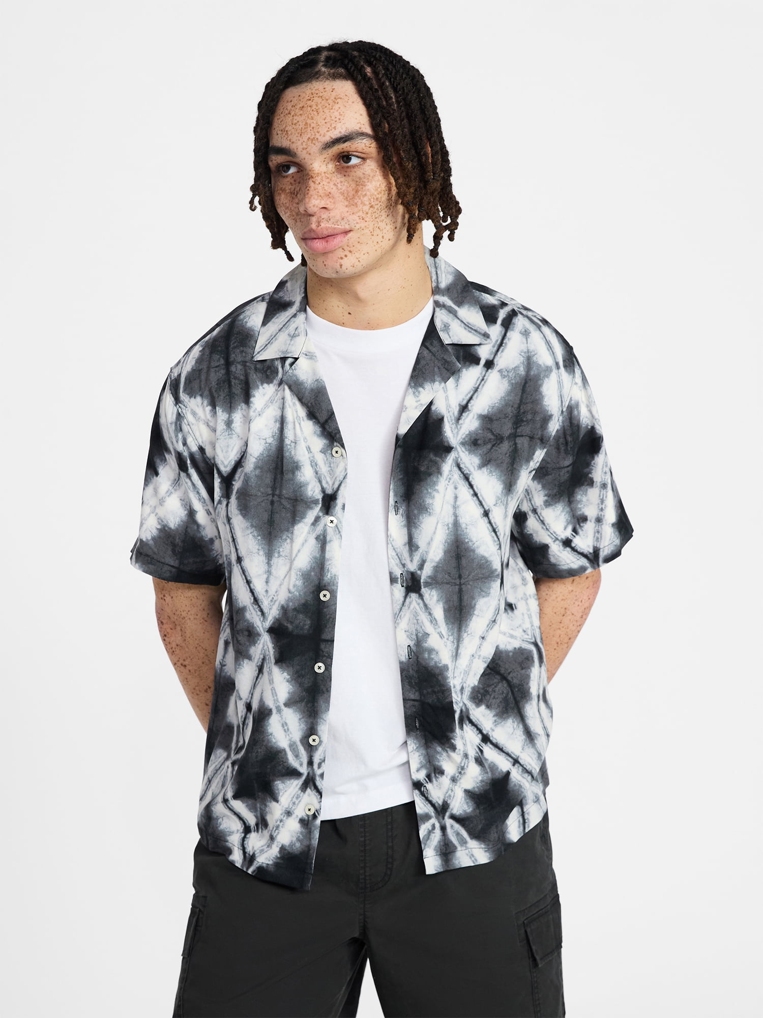 No Boundaries Rayon Shirt with Short Sleeves, Men's XS-5XL - Walmart.com