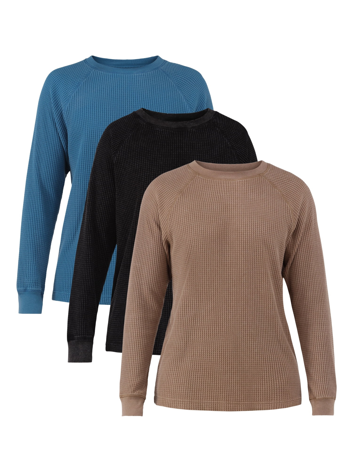 No Boundaries Men's Thermal Shirt 3-Pack, Raglan Sleeves, Cozy ...