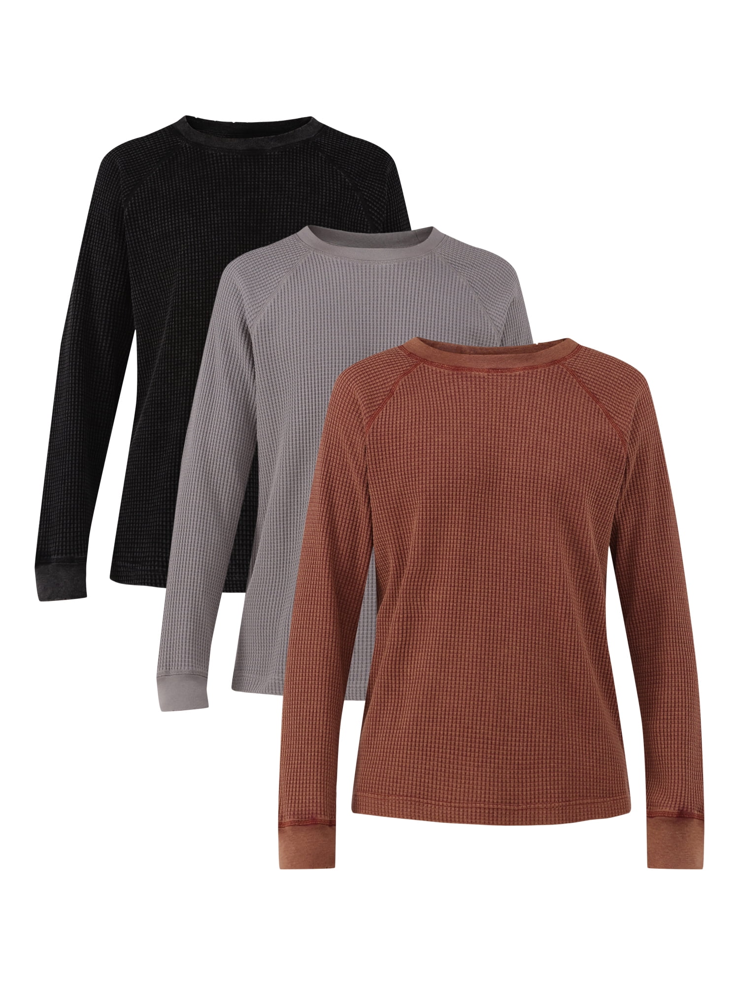 No Boundaries Men's & Big Men's Thermal Shirt with Raglan Sleeves, 3 ...
