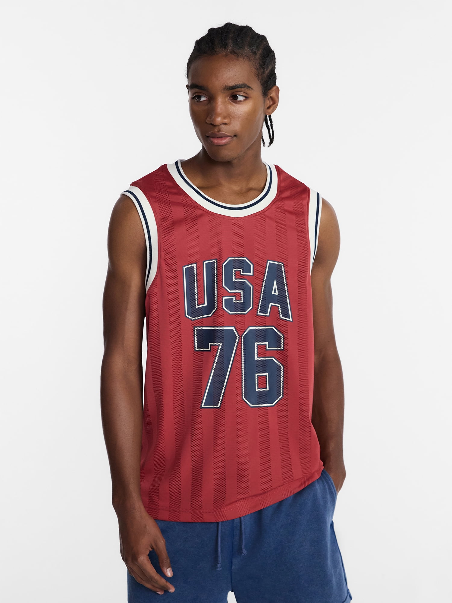 No Boundaries USA Vertical Stripe Mesh Tank Top, Men's XS-4XLT ...