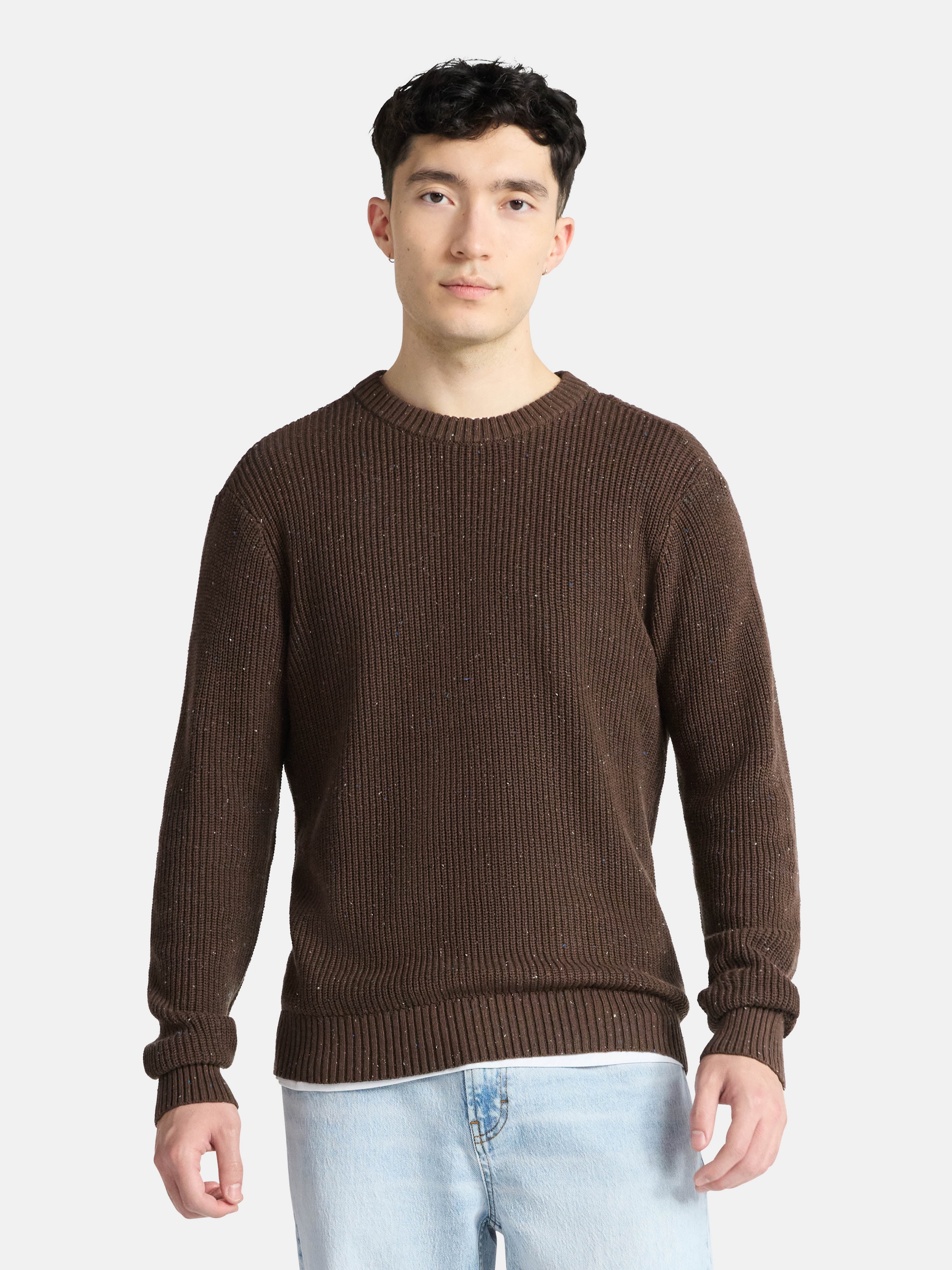 No Boundaries Souffle Yarn Confetti Sweater with Long Sleeves, Men's ...