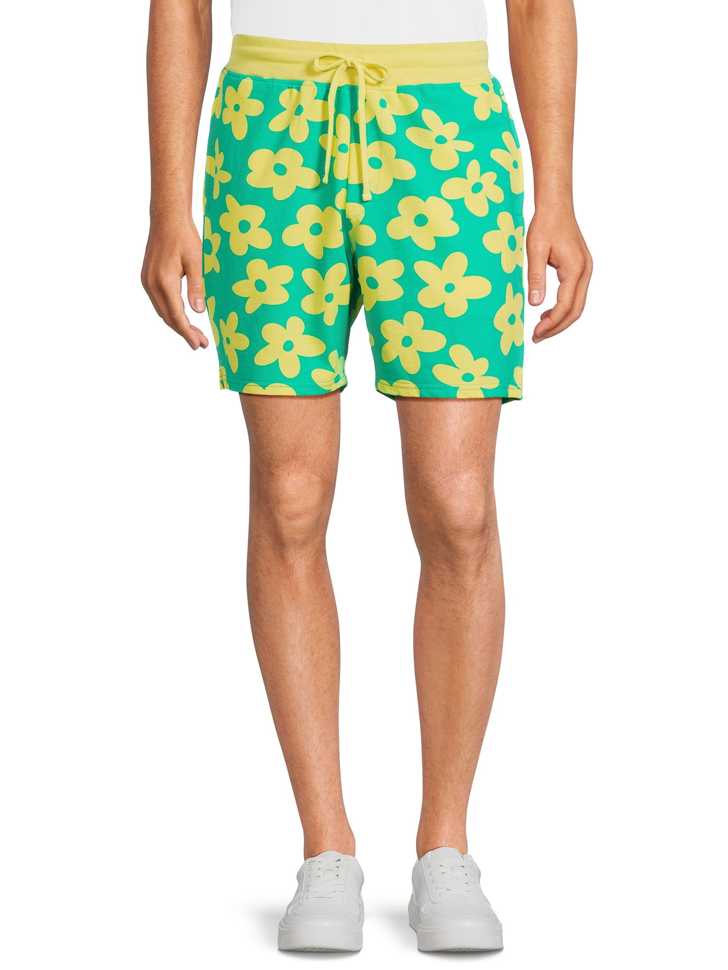 No Boundaries Men's Drawstring Lounge Shorts, Groovy Blooms Graphic ...