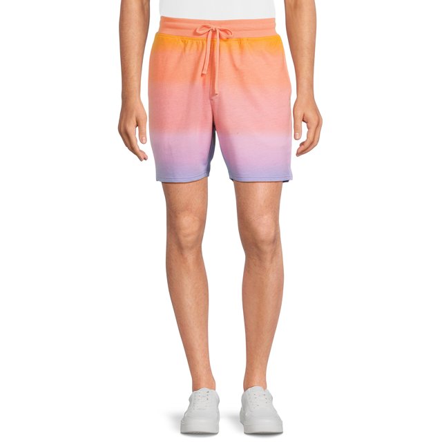 No Boundaries Men's Drawstring Lounge Shorts, Sunset Gradient Print ...