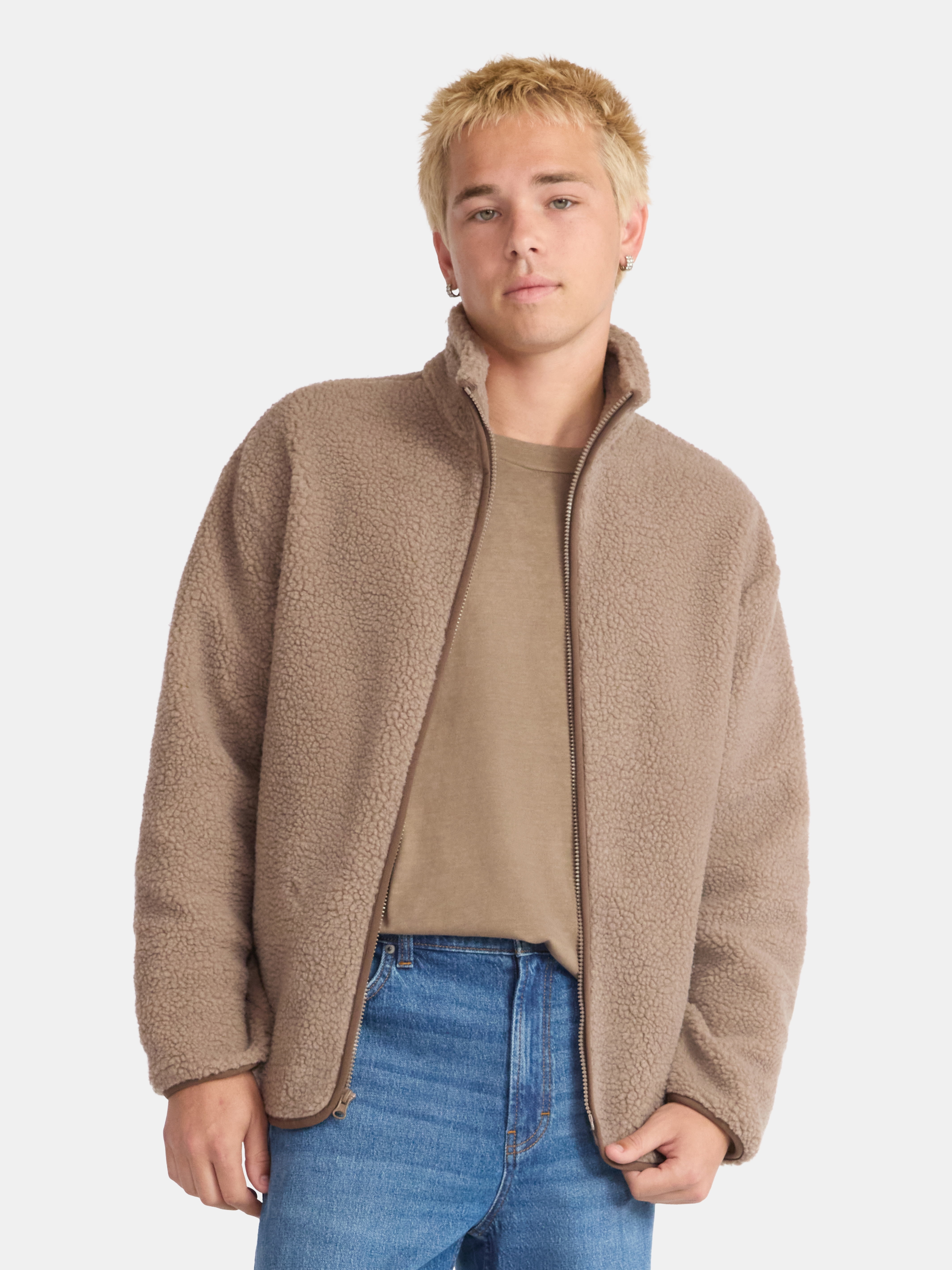 No Boundaries High Pile Faux Shearling Jacket, Men's - Walmart.com