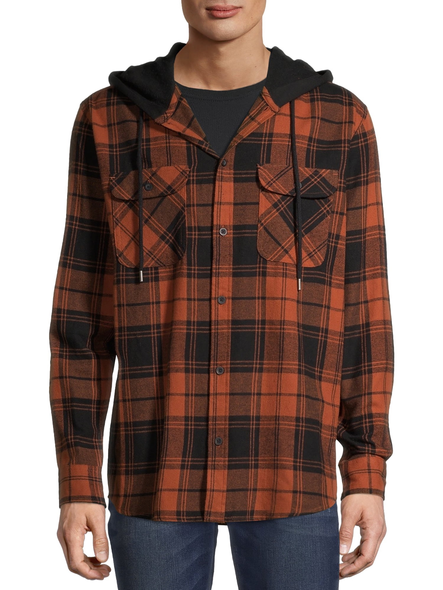 No Boundaries Mens Hooded Flannel Shirt Sizes Up To 5xl