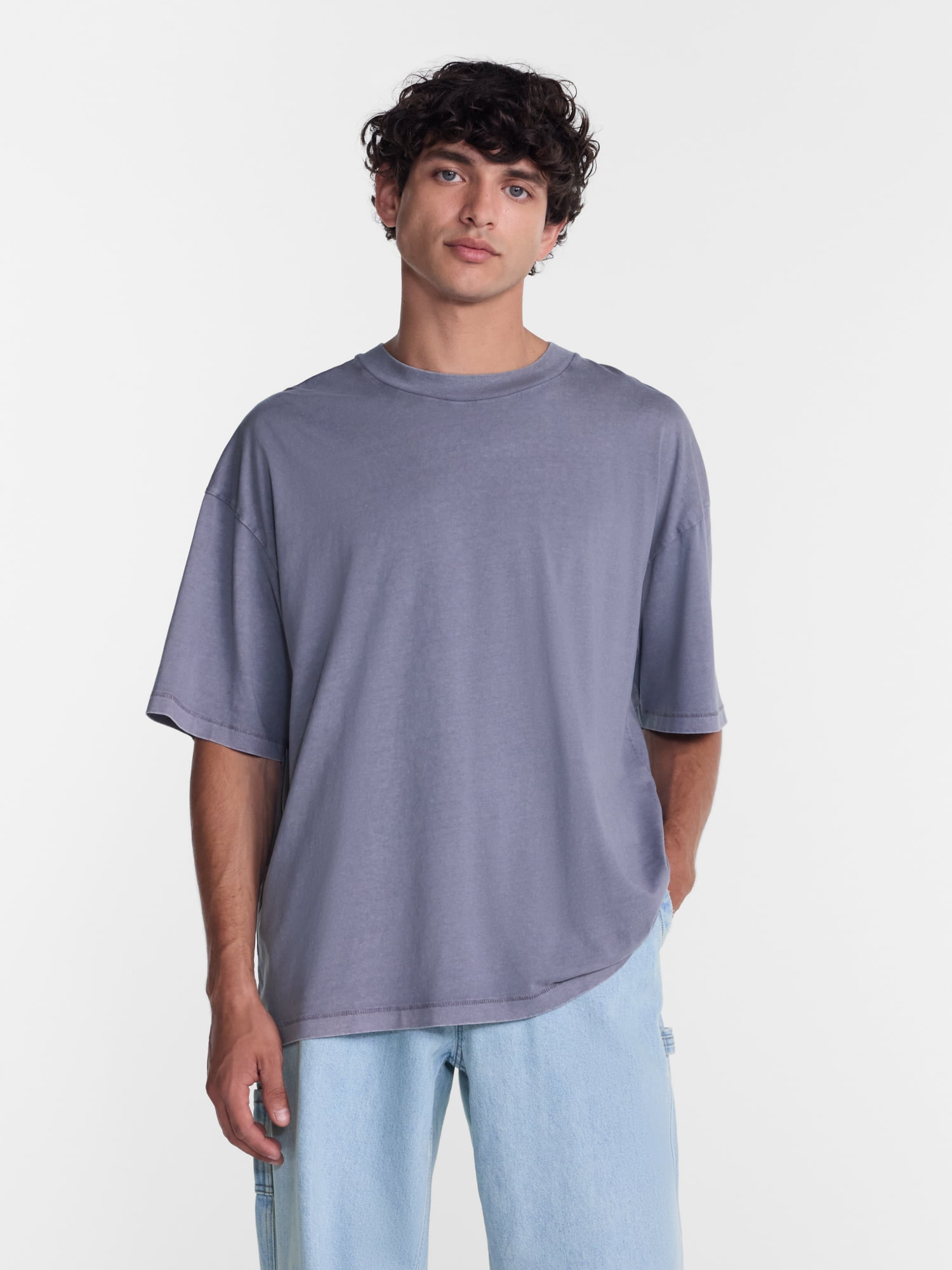 No Boundaries Men's Oversized Boxy Tee Shirt with Short Sleeves, XS ...