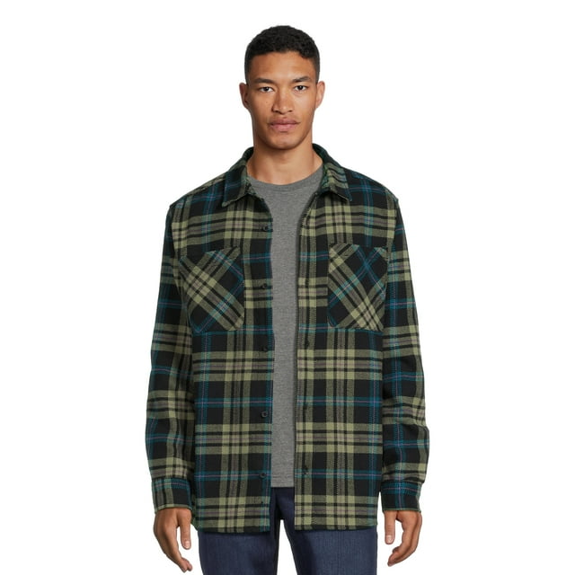 No Boundaries Men's Plaid Shacket - Walmart.com