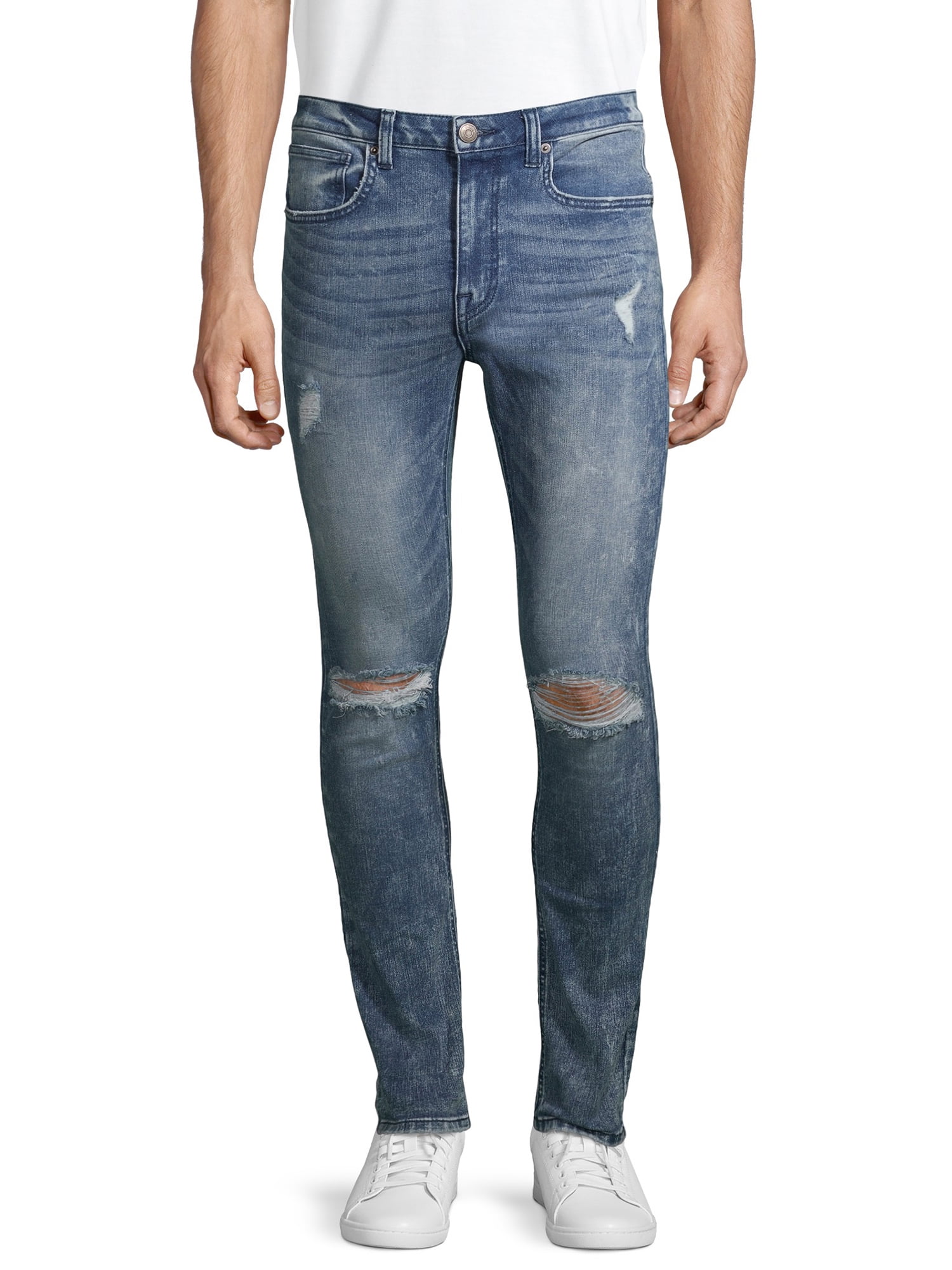 No Boundaries Men's Rip and Repair Slim Jeans - Walmart.com