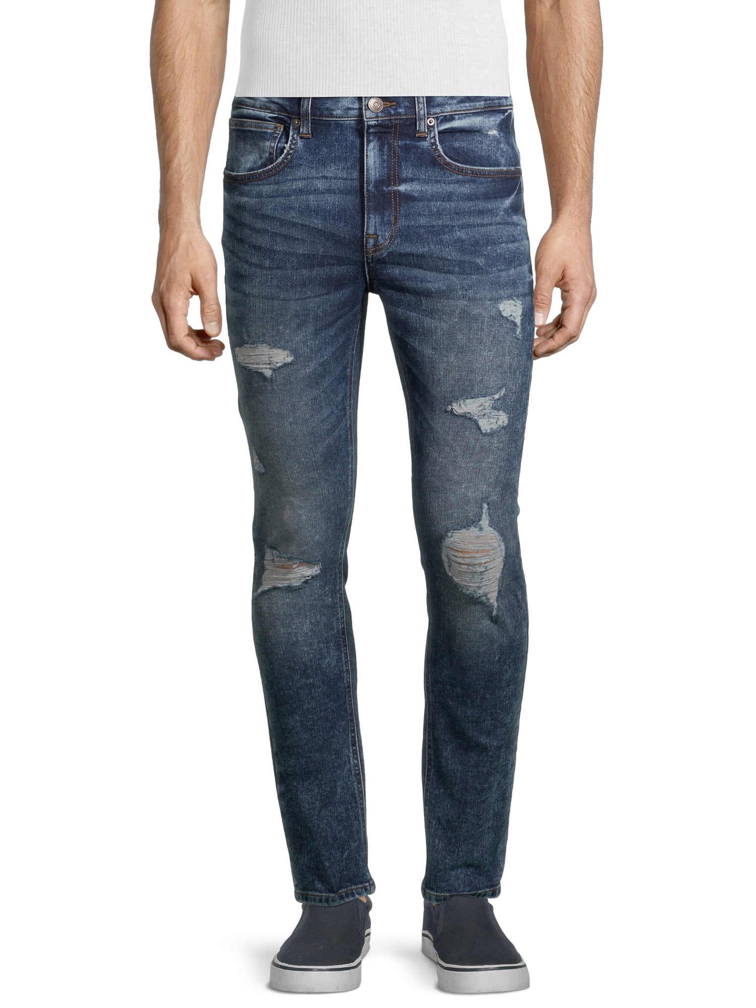 No Boundaries Men's Rip and Repair Slim Jeans - Walmart.com